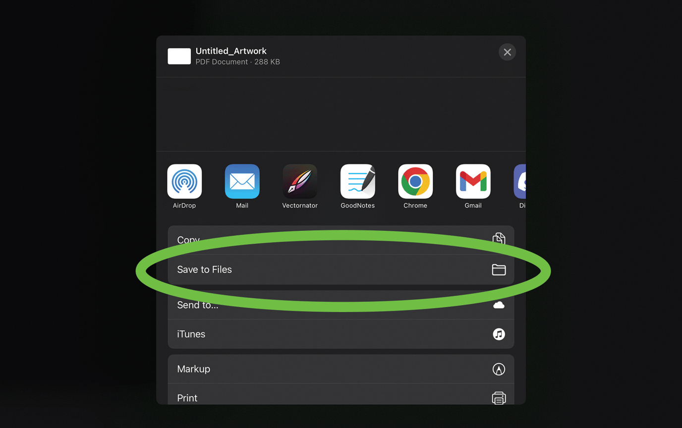 Saving a file from Procreate